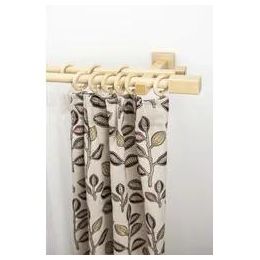 Gardinenstange Garesa "CUBUS", beige (natur), L:100cm &Oslash;:20mm, Holzwerkstoff, Gardinenstangen, Vorhanggarnitur, verl&auml;ngerbar, Endknopf eckig, mit Ringe