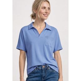 T-Shirt Street One, Damen, Gr. 34, drift blau, Stoff, 48% Viskose, 48% Polyester, 4% Elasthan, unifarben, normal normal, hoch geschlossener Ausschnitt, abgesteppt, Shirts T-Shirt, Jersey