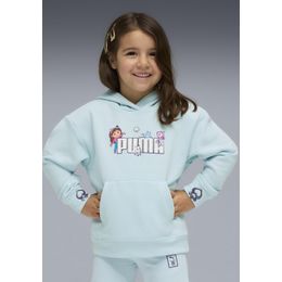 Kapuzensweatshirt Puma "X GABBY'S DOLLHOUSE RELAXED GRAPHIC HOODIE TR", M&auml;dchen, Gr. 116, fresh water, Sweatware, Obermaterial: 68% Baumwolle, 32% Polyester, bedruckt, relaxed fit normal, angesetztes B&uuml;ndchen, Sweatshirts, entspannte Passform, mit Print-Applikation, aus Baumwollmischung