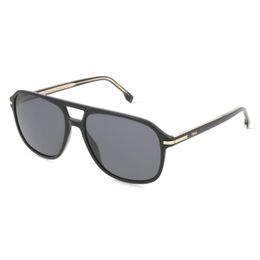 HUGO BOSS Boss BOSS 1751/S | Herren-Sonnenbrille | Fassung: Vollrand, Pilot, Acetat, Schwarz | Glasfarbe: Grau