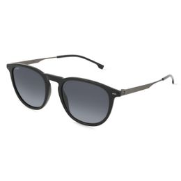 HUGO BOSS BOSS 1639/S | Herren-Sonnenbrille | Fassung: Vollrand, Panto, Acetat, Schwarz Dunkel | Glasfarbe: Grau Verlaufend