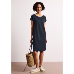 Jerseykleid Street One, Damen, Gr. 40, EURO-Gr&ouml;&szlig;en, shadowed navy, Jersey, 73% Viskose, 24% Polyester, 3% Elasthan, unifarben, normal normal, Rundhals, B&uuml;ndchen, Kleider Jerseykleid, knielang