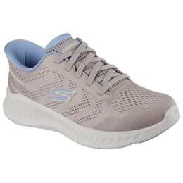 Slip-On Sneaker Skechers "GO WALK NOW-KHLOE", Damen, Gr. 40, grau (taupe), Textil, Schuhe, Freizeitschuh mit Fersenkissen und Slip-ins Technologie, Topseller