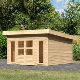 Gartenhaus Karibu "Perlsee 5", beige (naturbelassen), ohne Fu&szlig;boden, ohne Dacheindeckung, Holzwerkstoff, Gartenh&auml;user, Gartenhaus