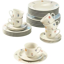 Kombiservice Seltmann Weiden "Geschirr-Set, Service Marieluise", creme, bunt, 30 Stk., Porzellan, Geschirr-Sets, Kombiservice, Teller, Tassen, Untertassen, Made in Germany, 30 Teile, f&uuml;r 6 Personen