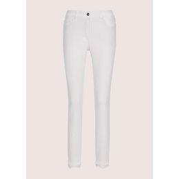Madeleine Mode Regular-fit-Jeans MADELEINE "Jeans Slim Fit Five-Pocket-Hose", Damen, Gr. 17, N + K Gr, wei&szlig;, Obermaterial: 83% Baumwolle CO. 15% Polyester PES. 2% Elasthan EL., Modern, normal, Jeans, 5 Pocket Jeans mit Spitze