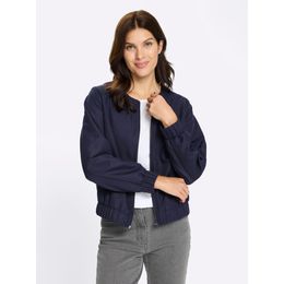 Blusenblazer Classic Basics "Blouson", Damen, Gr. 52, marine, 100% Polyester, Blazer Blusenblazer