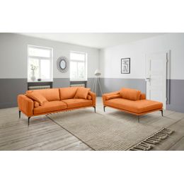 Polstergarnitur Egoitaliano "Masu, Design trifft sensationellen Sitzkomfort", orange, H:95cm T:97cm, Leder &raquo;BULL&laquo; (echtes Rindsleder). Geschliffenes, pigmentiertes und behandeltes Rindsleder mit einer Dicke von 1, 3-1, 5 mm. Dieses Leder zeigt eine ziemlich weiche Hand mit einem halb undurchsichtigen Aussehen. Es handelt sich um ein gesch&uuml;tztes Leder. Eine leichte Deckschicht sch&uuml;tzt sie vor Fleck