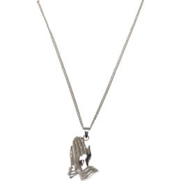 Edelstahlkette Urban Classics "Urban Classics Unisex Pray Hands Necklace", silber, Halsketten, Damen, onesize, Edelstahlkette