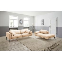 Polstergarnitur Egoitaliano "Masu, Design trifft sensationellen Sitzkomfort", beige (champagner), H:95cm T:97cm, Leder &raquo;BULL&laquo; (echtes Rindsleder). Geschliffenes, pigmentiertes und behandeltes Rindsleder mit einer Dicke von 1, 3-1, 5 mm. Dieses Leder zeigt eine ziemlich weiche Hand mit einem halb undurchsichtigen Aussehen. Es handelt sich um ein gesch&uuml;tztes Leder. Eine leichte Deckschicht sch&uuml;tzt s