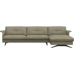 Ecksofa FLEXLUX "Glow, super bequem durch hochwertigem Sitzaufbau mit Federkern, L-Form", gr&uuml;n (fall gr&uuml;n), B:305cm H:81cm T:158cm, 62% Polyester/17%Baumwolle/14%Viscose/7%Leinen, Sofas, Ecksofa, Modernes skandinavisches Design