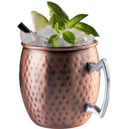 Becher APS "Moscow Mule", braun (kupferfarben), H:10cm &Oslash;:9cm, Edelstahl, Trinkgef&auml;&szlig;e, Becher, 500 ml, Becher-Set im Antik-Kupfer Look, 4-teilig