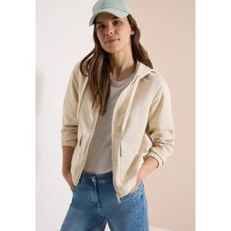 Kurzjacke Cecil, Damen, Gr. L (42), pearl beige, Stoff, 55% Baumwolle, 45% Lyocell, unifarben, comfort fit normal, ohne Ausschnitt, B&uuml;ndchen, Jacken Kurzjacke, mit Kapuze mit Tunnelzugband
