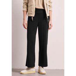 Stoffhose Street One, Damen, Gr. 38, L&auml;nge 28, schwarz, Stoff, 95% Viskose, 5% Elasthan, unifarben, loose fit kn&ouml;chelfrei, Hosen Stoffhose, High Waist
