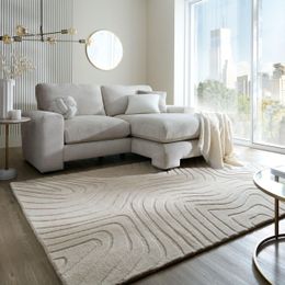 Wollteppich FLAIR RUGS "Mesmerise, abstrakt", beige (natur), B:200cm H:14mm L:290cm, Wolle, Teppiche, Wollteppich mit Hoch-Tief Effekt