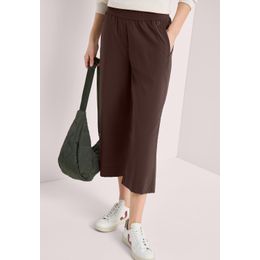 3/4-Hose Cecil, Damen, Gr. L, L&auml;nge 22, braun cacao, Web, 66% Baumwolle, 30% Polyester, 4% Elasthan, unifarben, loose fit 3/4-L&auml;nge, Hosen, High Waist