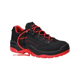 Sicherheitsschuh Lowa "RENEGADE Work GTX Low" Gr. 43, schwarz, rot, 43, Obermaterial: 100% Rindnubukleder CNU., Schuhe