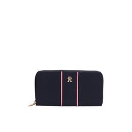 Geldb&ouml;rse Tommy Hilfiger "TH ICON LRG ZA NYLON CORP", Damen, dunkelblau, Textil, Kleinlederwaren, Unisex Portemonnaie, Geldbeutel mit TH-Schmucklogo
