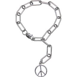 Armband Urban Classics "Urban Classics Unisex Y Chain Peace Pendant Bracelet" Gr. L, silber, Armb&auml;nder, Damen, L/XL, Eisen, Armband