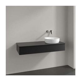 Villeroy & Boch Villeroy und Boch Antao Waschtisch-Unterschrank K12150PD 120x19x50cm, Hahnloch, Waschbeckenplattenfarbe Lack, black matt lacquer