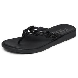 Zehentrenner Skechers "MEDITATION LUXE", Herren, Gr. 35, schwarz unifarben, Lederimitat, Glitzer, Schuhe Zehentrenner, Strandschuh, Sommerschuh, Badeschuh mit Schmucksteinchen