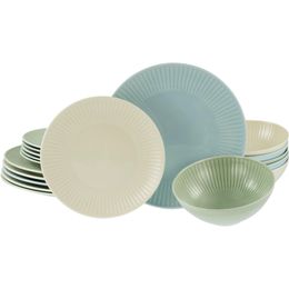 Teller-Set Creatable "Valencia Pastell, Teller Set 18-tlg", bunt, 18 Stk., Porzellan, Geschirr-Sets, Elegant, Boho Chic