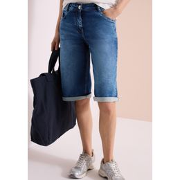 Loose-fit-Jeans Cecil, Damen, Gr. 25, mid blau used wash, Jeans, 78% Baumwolle, 20% Polyester, 2% Elasthan, unifarben, kurz, Jeans, High Waist