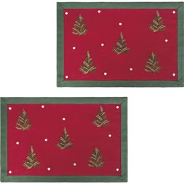 Platzset OTTO HOME "Josselin", rot, B:45cm L:30cm, Obermaterial: 100% Polyester, Platzsets, Weihnachtlich, festlich, 2er Set, Wohnzimmer, Esszimmer