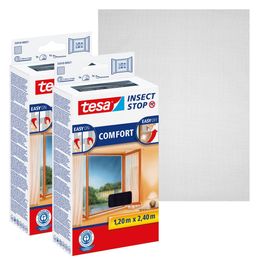 Insektenschutz-Fensterrahmen Tesa "Insect Stop Comfort Fliegengitter bodentiefe Fenster - 1.2m : 2.4m", schwarz (rahmen: schwarz gewebe: schwarz), B:120cm H:240cm, Insektenschutzgitter, Insektenschutzgitter - ohne Bohren - zuschneidbar