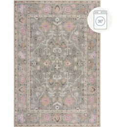 Teppich FLAIR RUGS "Una", gr&uuml;n, B:115cm H:4mm L:120cm, Kunstfaser, Teppiche, Teppich, Waschbarer Traditioneller Teppich