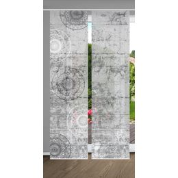 Schiebegardine HOME IN GREEN "MANDRIGA" Gr. 1, grau, B:60cm H:245cm, Polyester, Gardinen, SET DIGITALDRUCK,BAMBUSOPTIK RECYCELT