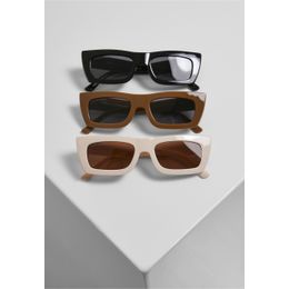 Sonnenbrille Urban Classics "Urban Classics Unisex Sunglasses Sanremo 3-Pack", Damen, schwarz, toffee, sandwei&szlig;, Sonnenbrillen Sonnenbrille