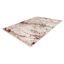 Teppich Obsession "My Memphis 381", rot, B:200cm H:8mm L:290cm, Polyester, Teppiche, Teppich, modernes Marmor 3D-Design, mit Fransen