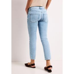 Slim-fit-Jeans Street One, Damen, Gr. 27, L&auml;nge 26, light blau random wash, Jeans, 85% Baumwolle, 9% Polyester, 4% Elastomultiester, 2% Elasthan, unifarben, 7/8-L&auml;nge, Jeans Slim-fit-Jeans, Middle Waist
