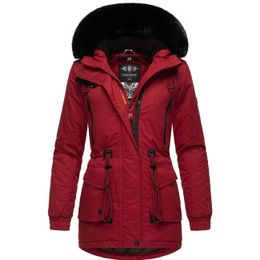 Wintermantel Marikoo "Olessaa", Damen, Gr. XS (34), rot (blutrot), Obermaterial: 100% Baumwolle. Futter: 100% Polyester. Wattierung: 100% Polyester. &Auml;rmelfutter: 100% Polyester. Kunstfell: 90% Polyacryl, 10% Polyester, figurbetont Po-bedeckend, hoch geschlossener Ausschnitt, &Auml;rmel ohne &Auml;rmelschlitz Windstopperb&uuml;ndchen mit Gummizug, M&auml;ntel Wintermantel, Sportlicher Baumwoll-Parka f&uuml;r den Winter