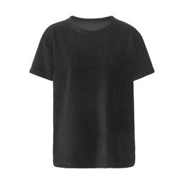 T-Shirt Buffalo, Damen, Gr. 32/34, schwarz, Cord, Obermaterial: 62% Baumwolle, 36% Polyester, 2% Elasthan, unifarben, loose fit, Rundhals, weit, Shirts T-Shirt, mit weicher Cord-Struktur