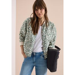 Kurzjacke Cecil, Damen, Gr. XXL (46), macadamia beige, Stoff, 55% Leinen, 45% Viskose, comfort fit normal, Rundhals, Rippb&uuml;ndchen, Jacken Kurzjacke, mit Leomuster