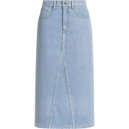 Sommerrock Urban Classics "Urban Classics Ladies Soft Denim Midi Skirt", Damen, Gr. 27, new light blau washed, 100% Baumwolle, unifarben, normal, R&ouml;cke