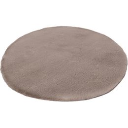 Fellteppich Obsession "My Cha Cha 535", grau (taupe), H:18mm &Oslash;:80cm, Kunstfaser, Teppiche, Fellteppich, Kunstfell, besonders weich - ein echter Kuschelteppich