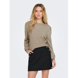 Rundhalspullover Only "ONLKATIA LS STRUCTURE PUFF O-NECK CC KNT", Damen, Gr. L (40), grau (feather gray detail:melange), Strick, Obermaterial: 50% Viskose, 27% Nylon, 23% Polyester, meliert, normal, Rundhals, Pullover Rundhalspullover