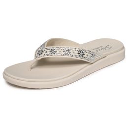 Zehentrenner Skechers "MEDITATION LUXE", Herren, Gr. 35, sanftes wei&szlig;, Textil, Glitzer, Schuhe Zehentrenner, Sommerschuh, Strandschuh, Urlaubsschuh mit Glitzersteine
