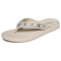 Zehentrenner Skechers "MEDITATION LUXE", Herren, Gr. 40, sanftes wei&szlig;, Textil, Glitzer, Schuhe Zehentrenner, Sommerschuh, Strandschuh, Urlaubsschuh mit Glitzersteine