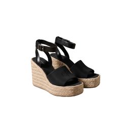 Keilsandalette Calvin Klein "WEDGE ESPAD 70 NEOPR MG", Damen, Gr. 38, schwarz, Textil, unifarben, Basic, Schuhe, Sommerschuh, Plateausandale, Keilabsatz, mit Bastbesatz