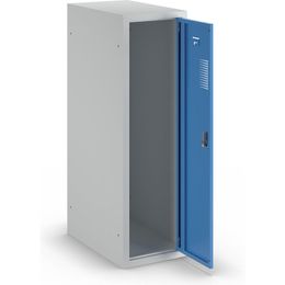 eurokraft basic Kombi-Schlie&szlig;fachschrank Amsterdam, Einzelmodul, lichtgrau / lichtblau, Breite 300 mm, Drehriegel