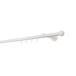 ONDECO Gardinenstange auf Ma&szlig; Innenlauf 20mm Ball 1-lauf Wandtr&auml;ger 12cm mit Gleiter Farbe: Wei&szlig;, Gr&ouml;&szlig;e: 300cm