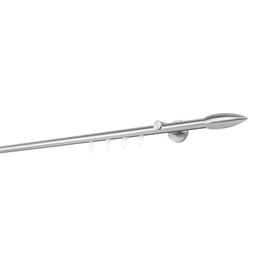 ONDECO Gardinenstange auf Ma&szlig; Innenlauf 20mm Patrone 1-lauf Wandtr&auml;ger 6,5cm mit Gleiter Farbe: Edelstahl-Optik, Gr&ouml;&szlig;e: 240cm