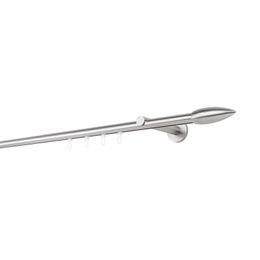 ONDECO Gardinenstange auf Ma&szlig; Innenlauf 20mm Patrone 1-lauf Wandtr&auml;ger 12cm Gleiter Farbe: Edelstahl-Optik, Gr&ouml;&szlig;e: 320cm