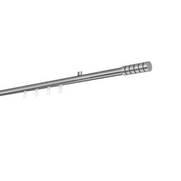 ONDECO Gardinenstange auf Ma&szlig; Innenlauf 20mm Rille 1-lauf Deckentr&auml;ger 1,5cm mit Gleiter Farbe: Edelstahl-Optik, Gr&ouml;&szlig;e: 260cm