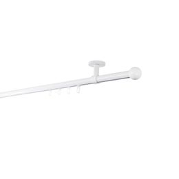ONDECO Gardinenstange auf Ma&szlig; Innenlauf 20mm Ball 1-lauf Deckentr&auml;ger 4cm mit Gleiter Farbe: Wei&szlig;, Gr&ouml;&szlig;e: 300cm