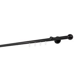 ONDECO Gardinenstange auf Ma&szlig; Innenlauf 20mm Ball 1-lauf Wandtr&auml;ger 6,5cm mit Gleiter Farbe: Schwarz, Gr&ouml;&szlig;e: 250cm